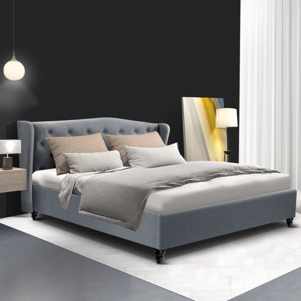 PIER French Provincial Luxury Bed Frame Grey - Queen