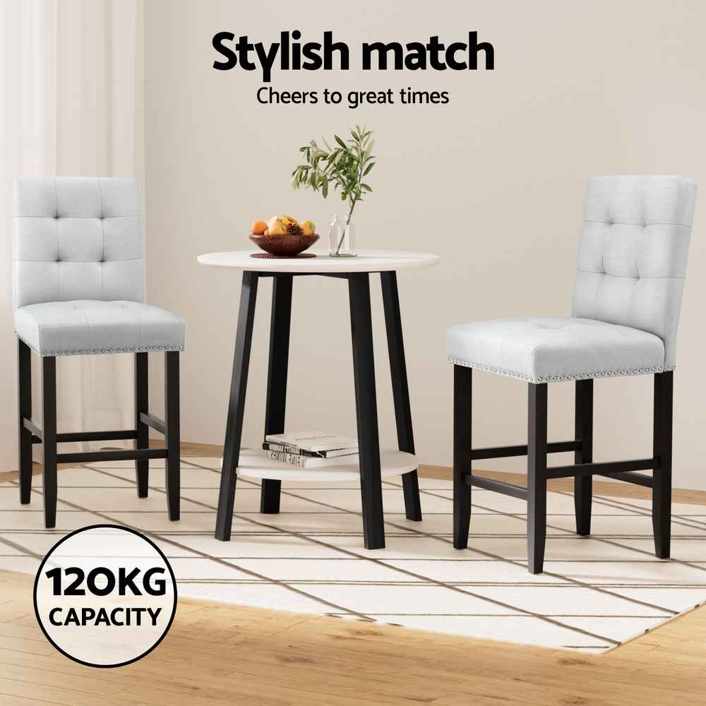 Ada Fabric Bar Stools - Grey (Set of 2)